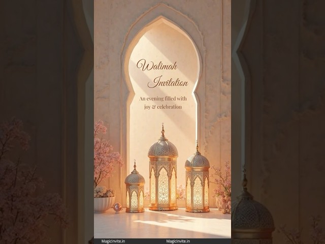 Golden Lantern Walimah Invite – Elegant Islamic Wedding Video - Instant ...